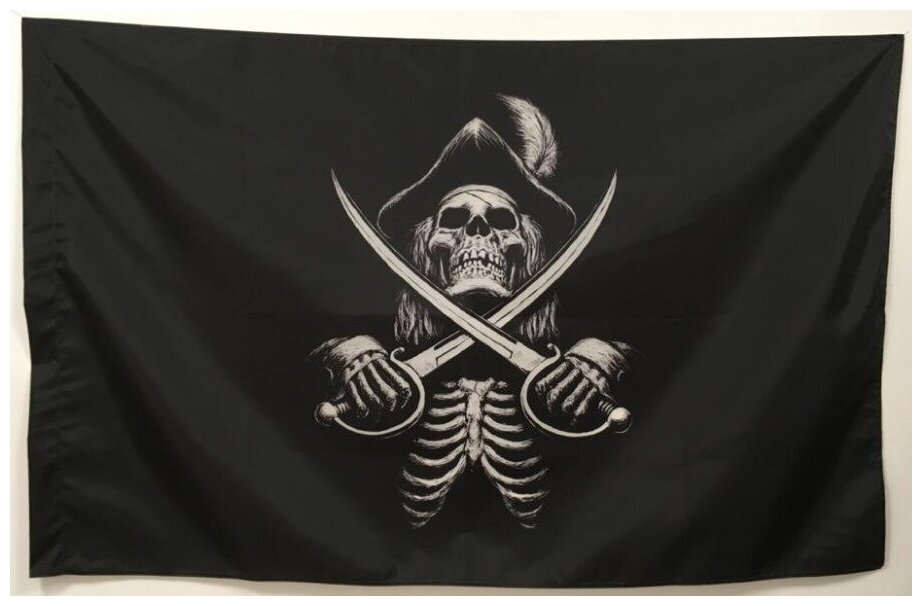 Пиратский флаг скелет с саблями 90х135 см