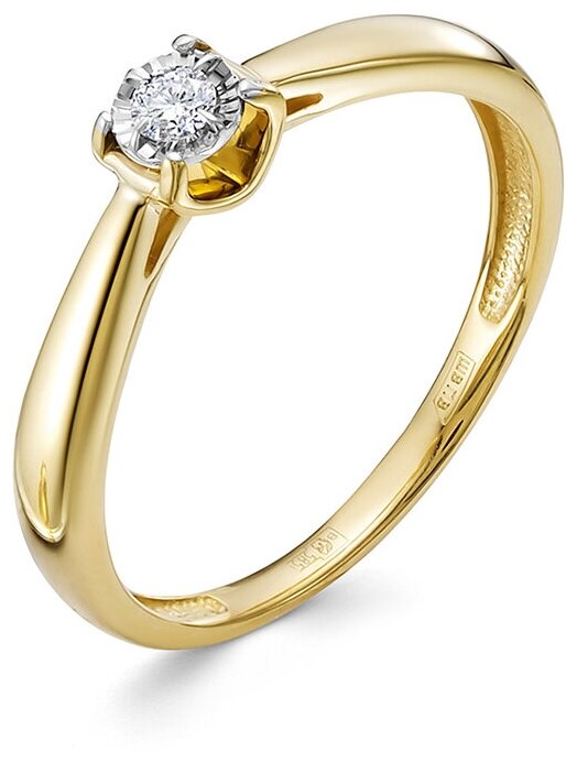 Кольцо помолвочное, желтое золото, 585 проба, родирование, бриллиант