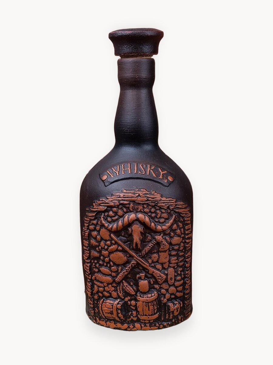 Графин с пробкой для алкоголя, бутылка для виски, штоф для алкогольных напитков, кувшин для напитков глиняный, керамический 0,5 л