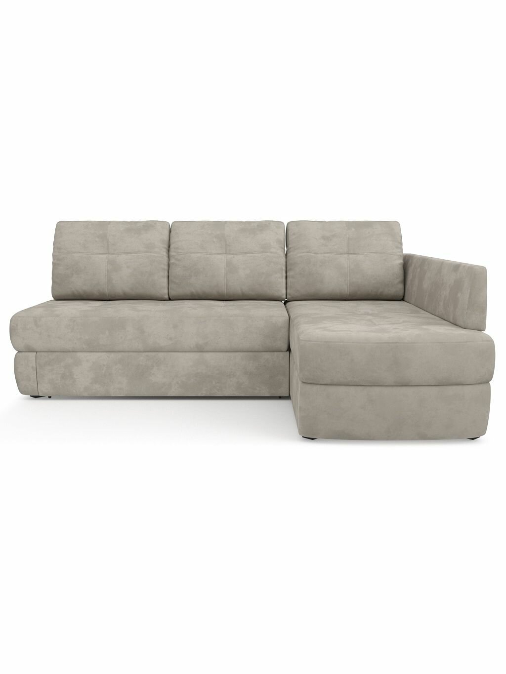 Угловой диван-кровать PUSHE Арно, правый угол, велюр, серый, Nebby 304