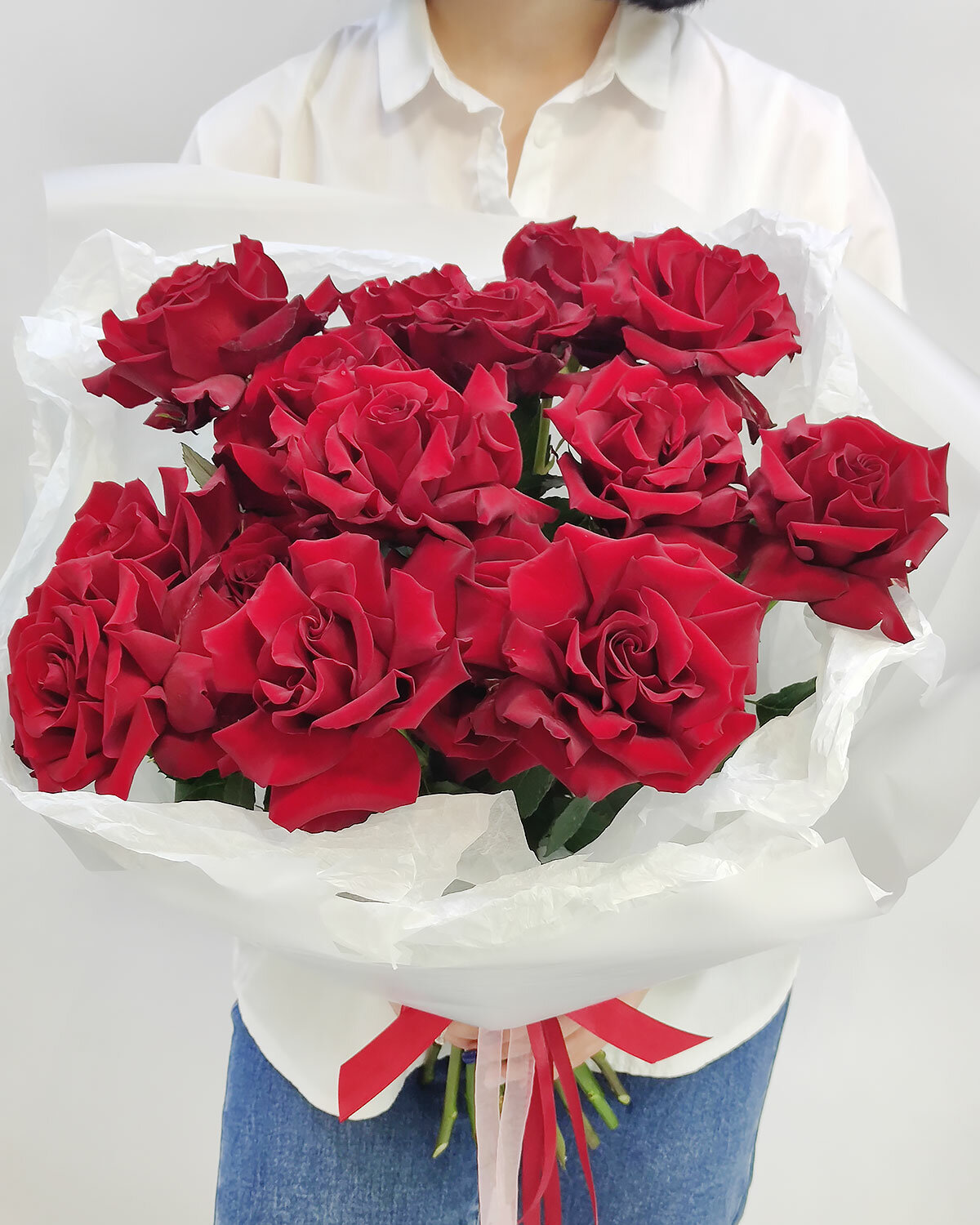 Благо букет "Талисман Флора", красные французские розы, высота см