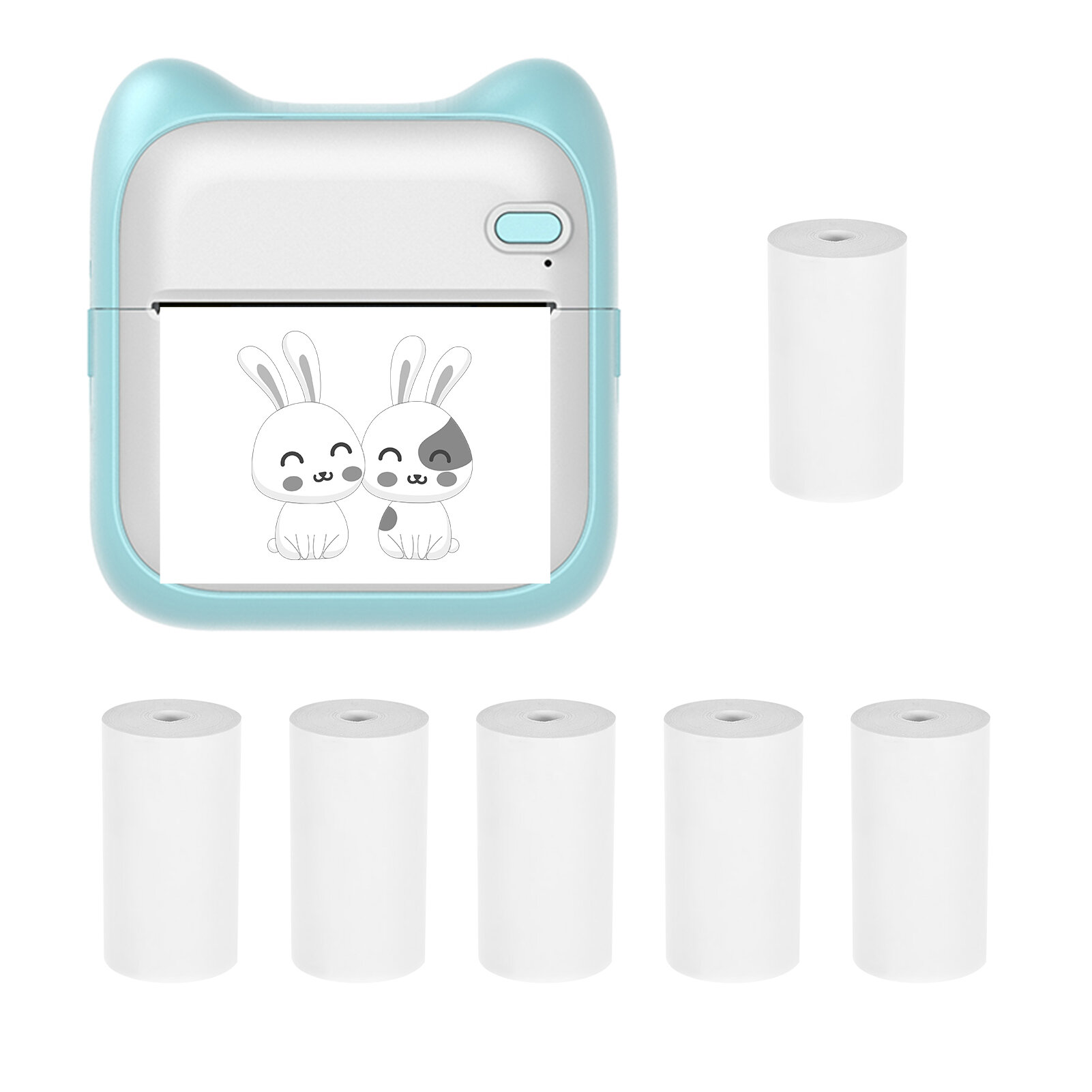 Мини-Фото Принтер: 165 Грамм с 6 Рулонами для Высокой Четкости Печати Портативный Принтер - Бесчернильная Термопечать Мобильный Принтер For Путешествий и Творчества