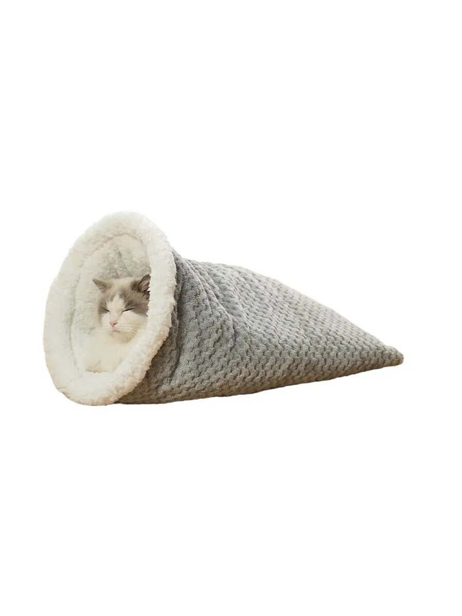 Теплый спальный мешок для кошки, уютная лежанка, до 6 кг