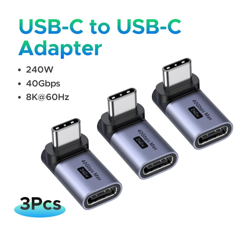 UGREEN USB-C Fmale to USB-C Male адаптер 2 шт. прямоугольная поддержка быстрой зарядки 240 Вт и 40 Гбит/с для Macbook Ipad Phone 3PCS