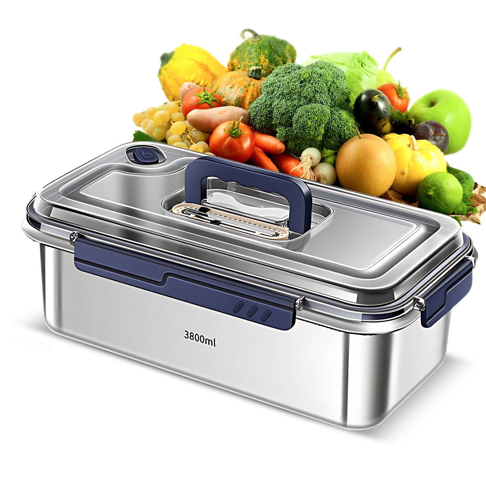 Контейнер для хранения еды с крышкой, герметичный, пищевой степень, 316 нержавеющая сталь, большой объем, не текущий, кухонный контейнер с индикатором срока, уплотнительное кольцо, скрытая ручка, безопасный для духовки и микроволновки, объем