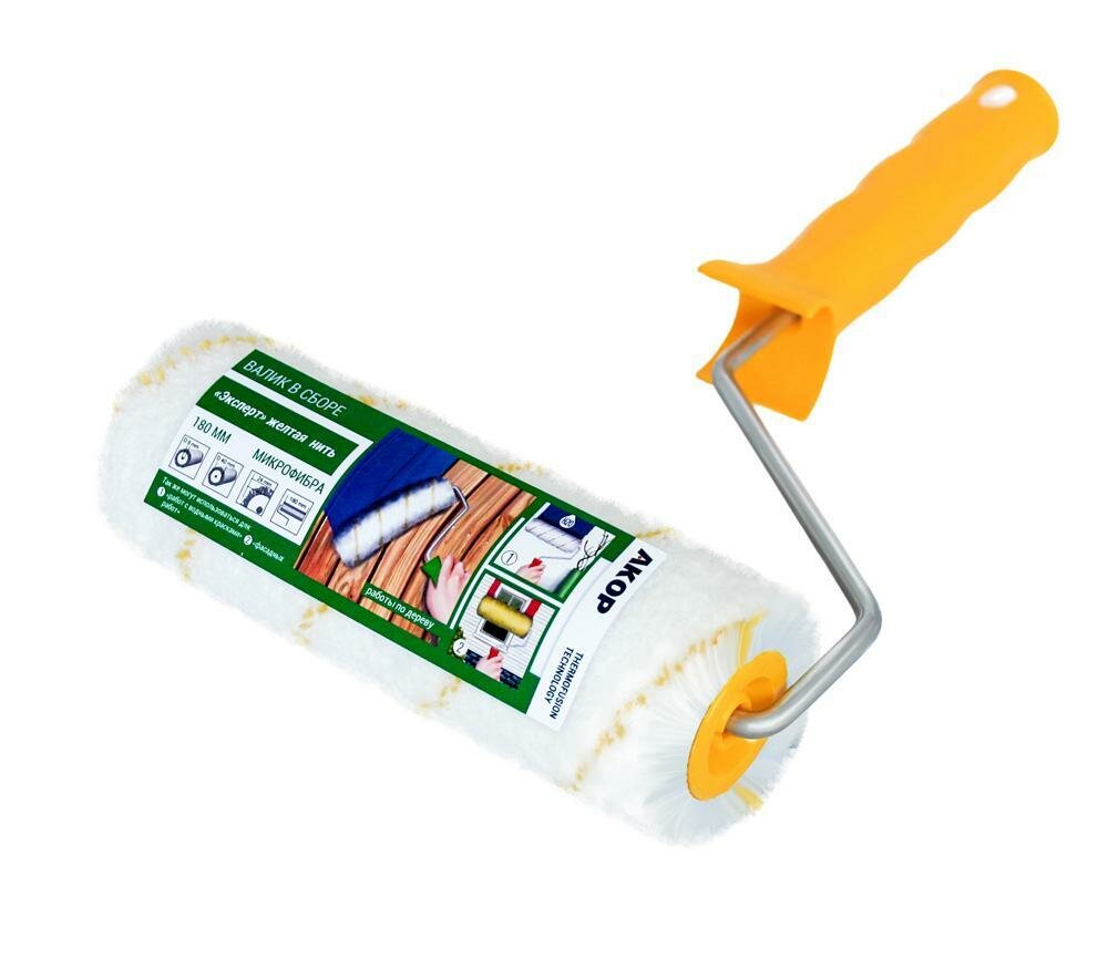 Валик меховой эксперт ПО дереву Д-6ММ ворс 12ММ (желт нить П/АКР) ВМ-180 97268 акор