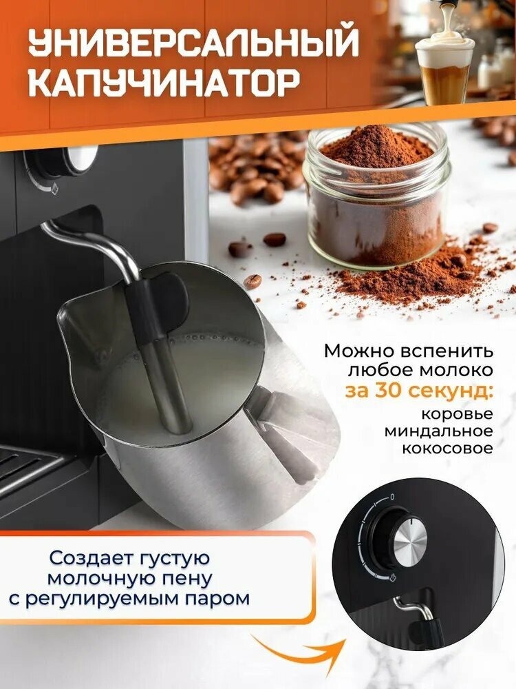 Кофемашина, с автоматическим приготовлением, противокапельной системой, черно-серая — фото 1