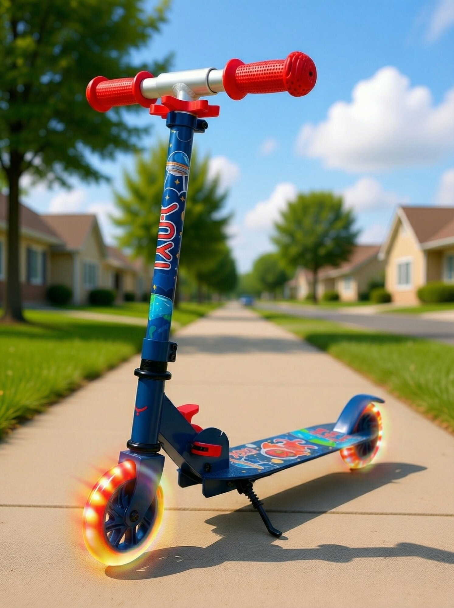 Самокат детский двухколесный складной со светящимися колесами Traffic 125