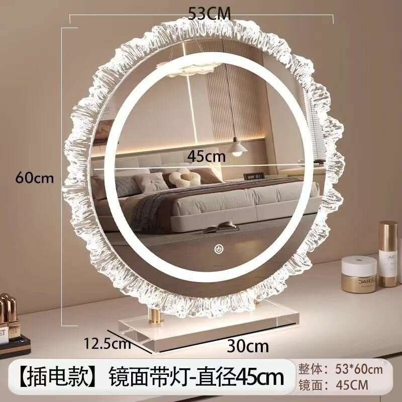 Кристальный умный акриловый зеркало для макияжа с LED-подсветкой, настольное зеркало для спальни