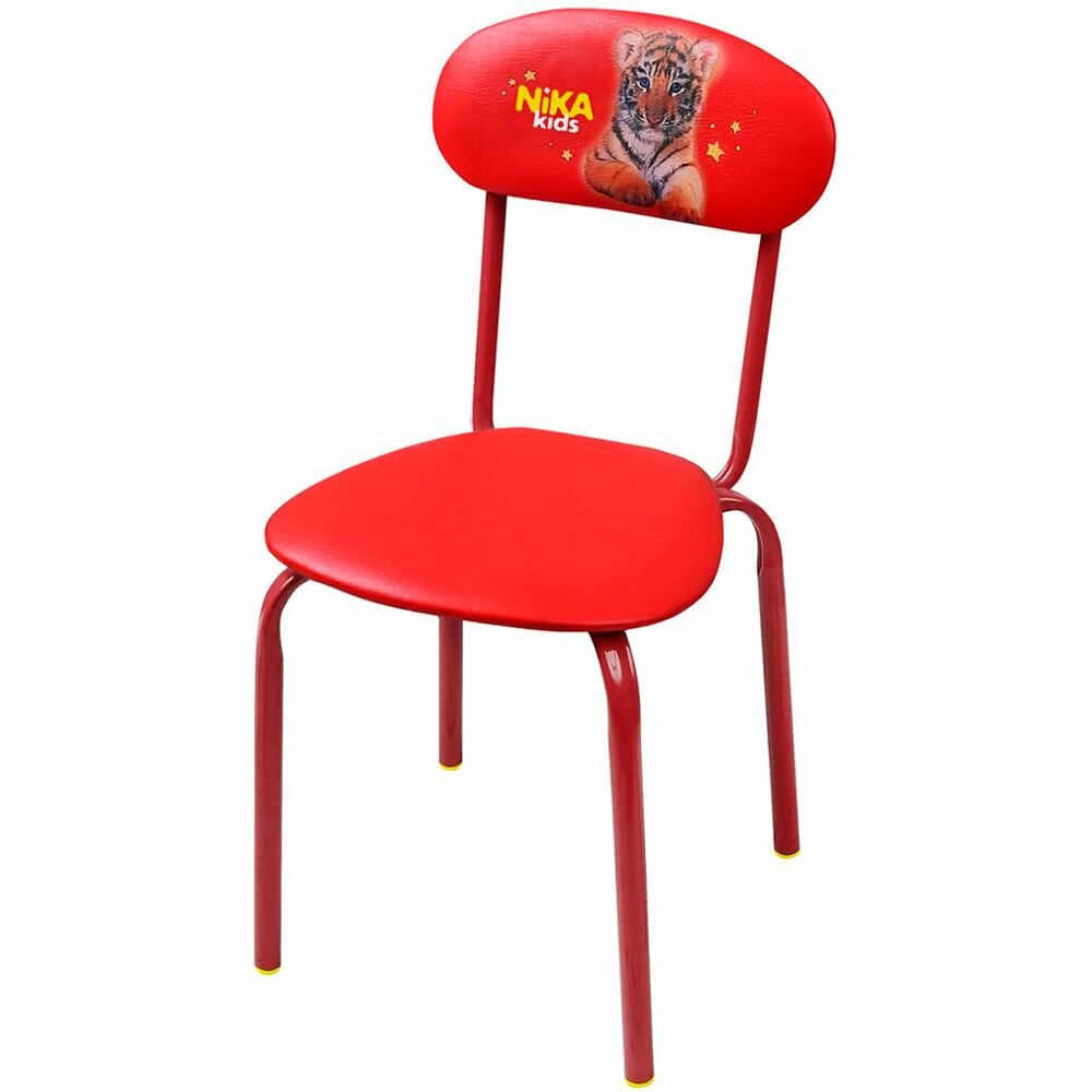 Стульчик детский Nika с тигренком, алый, мягкое сиденье и спинка