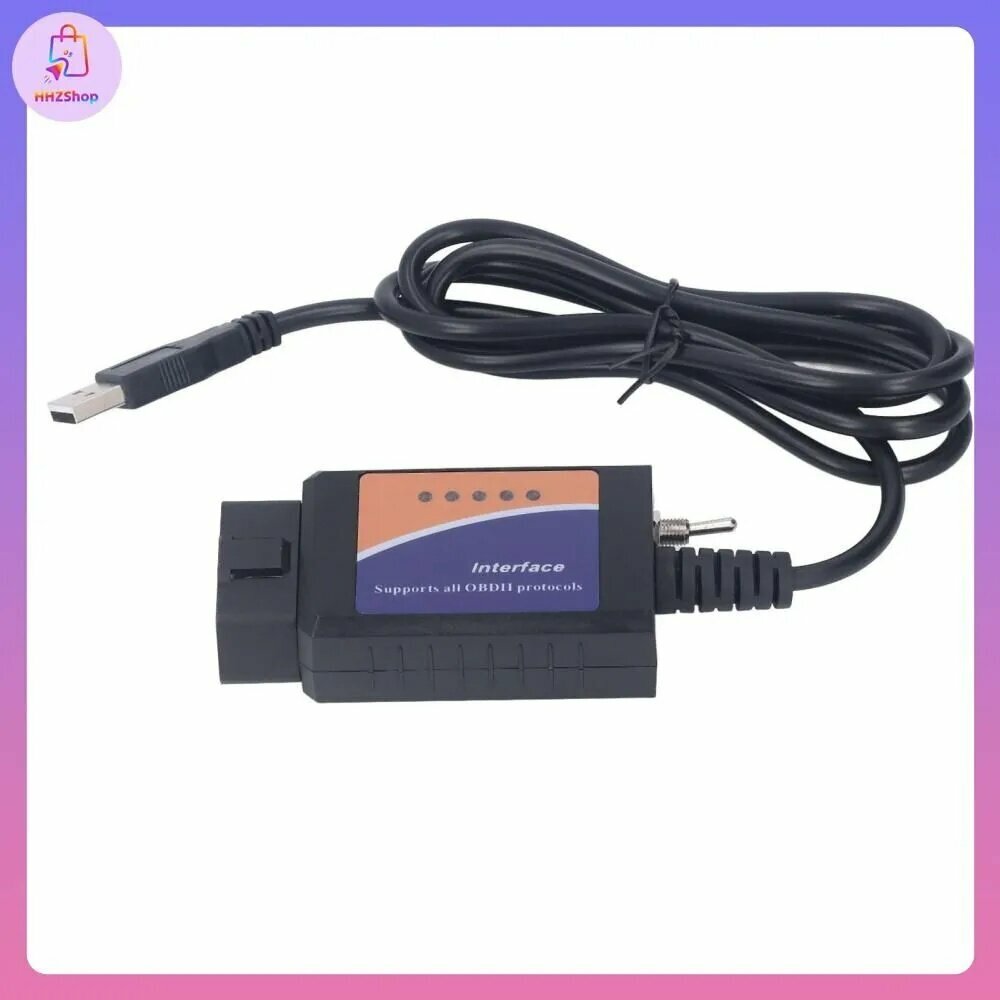 Диагностический сканер ELM327 с CD для всех протоколов OBD2