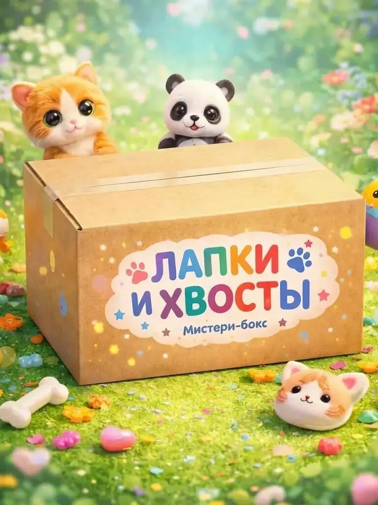 Мистери бокс, Mystery box, коробка с сюрпризом лапки И хвосты! Для детей