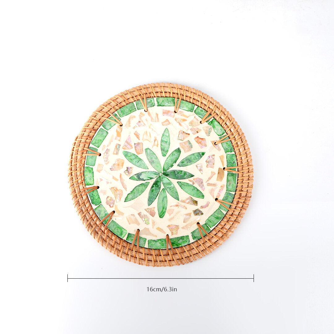 Горячая продажа в Юго-Восточной Азии, импортированные ручной работы цветные подставки из ракушек, креативная натуральная перламутровая теплоизоляционная подложка, легкая роскошная деревянная декоративная подставка для миски