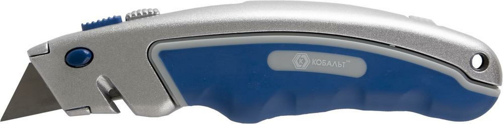 Нож технический кобальт трапециевидное лезвие 19 мм (6 шт. в компл.) метал. корпус, быстрая смена лезвия (242-076)