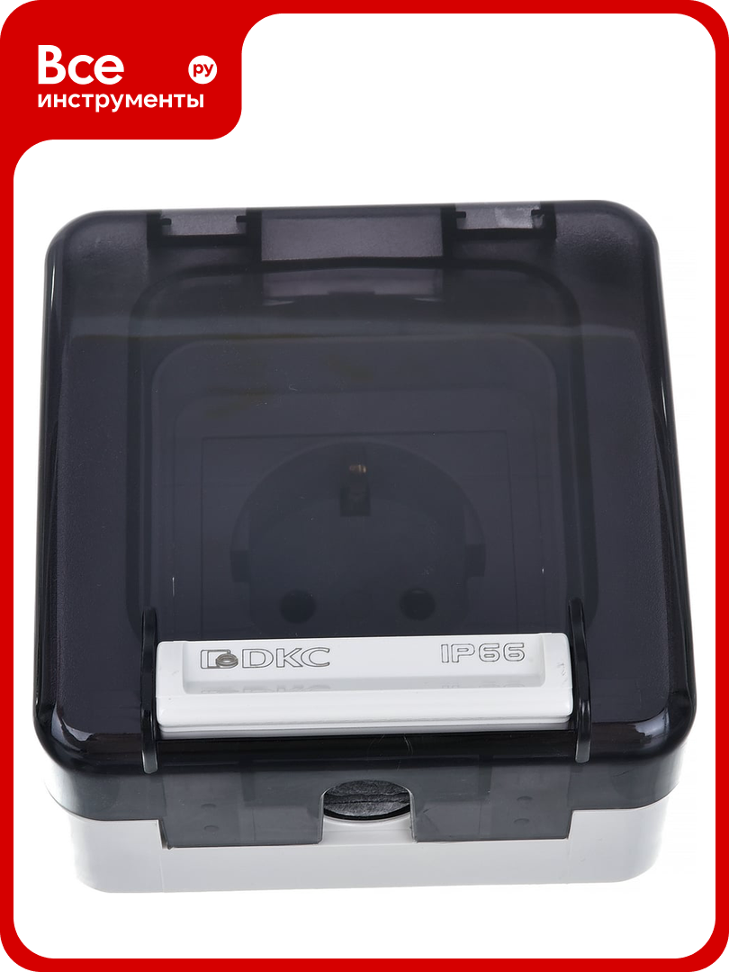 Розетка DKC скрытая установка IP66 с вставленной вилкой DIS1374407, белый корпус из пластика с заземлением