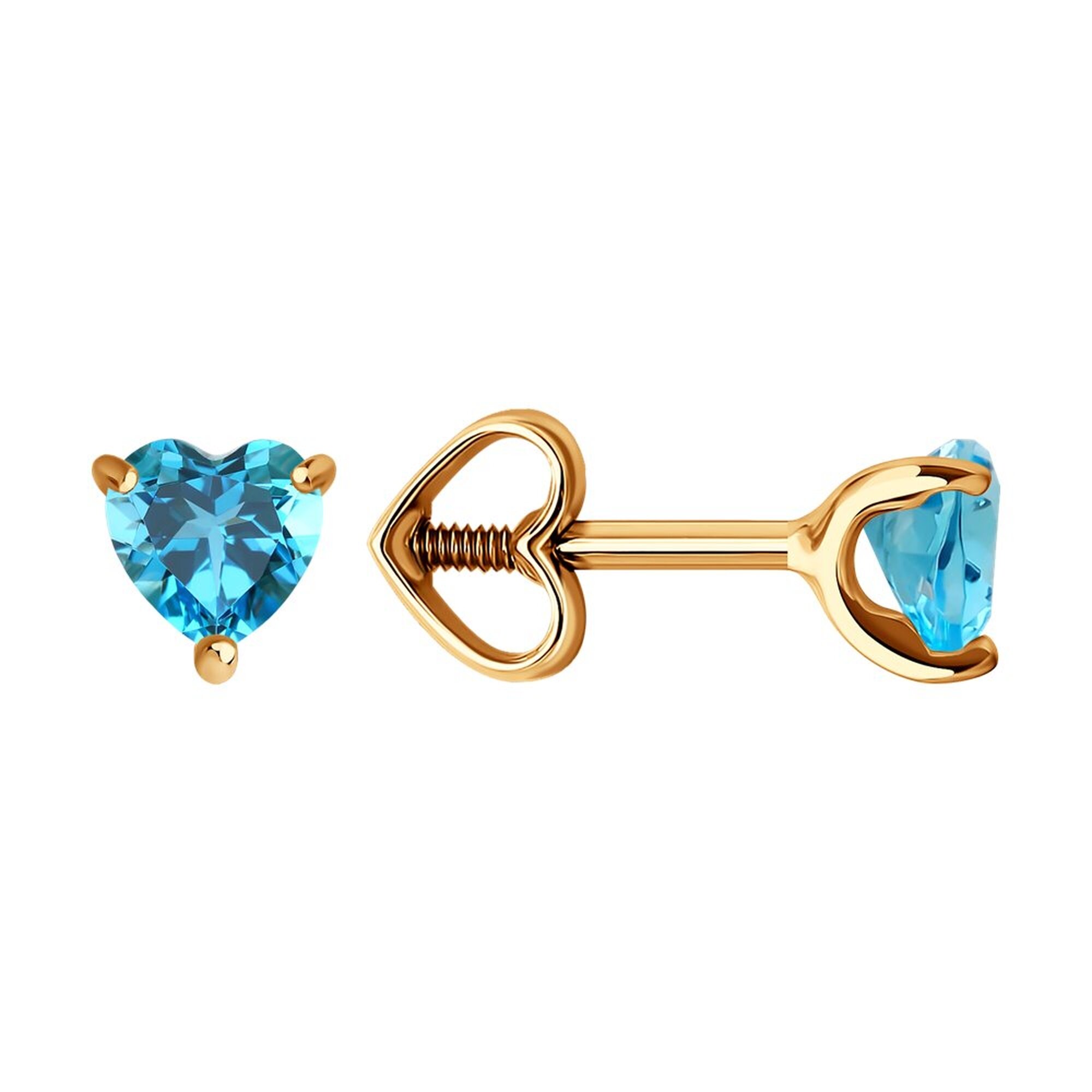 Серьги, красное золото, 585 проба, топаз