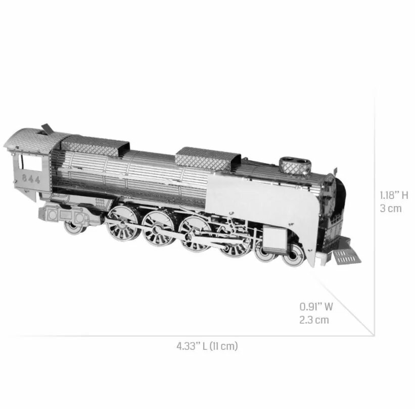 3D-пазл Паровоз металлический 4.33"L (11 cm) 0.91" W (2.3 cm) 1.18" H (3 cm) для детей и взрослых