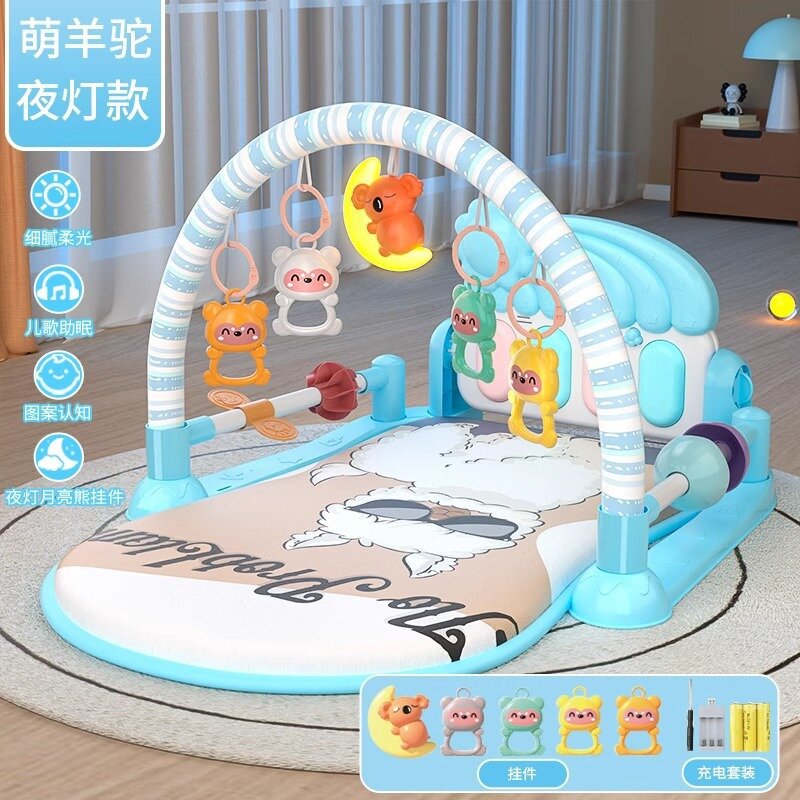 Детская фитнес-стойка с музыкальной педалью, игрушка для новорожденных 0-36 месяцев, пианино, игровой коврик, горячие продажи за рубежом