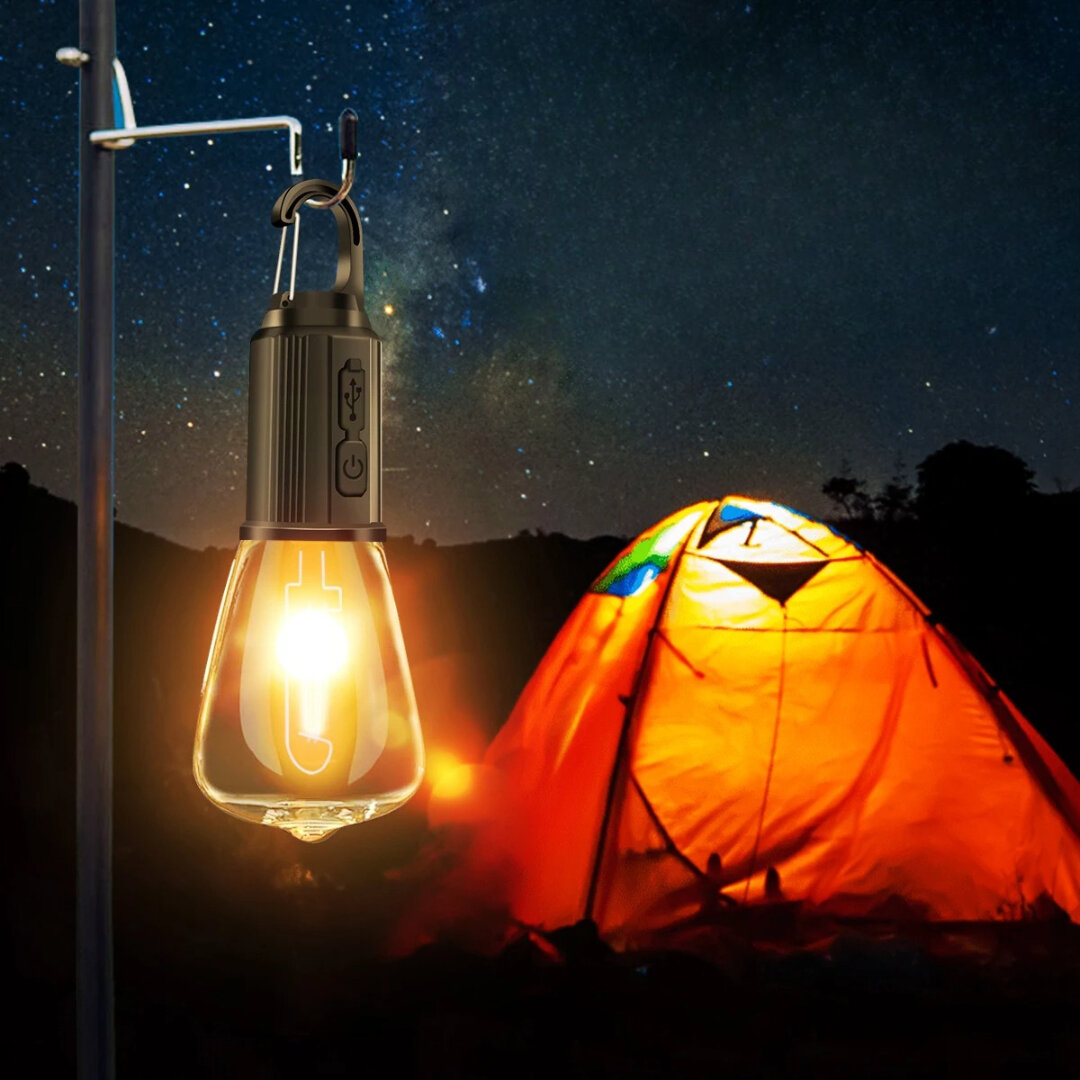 Фонарь кемпинговый аккумуляторный туристический в виде лампы, подвесной на карабине