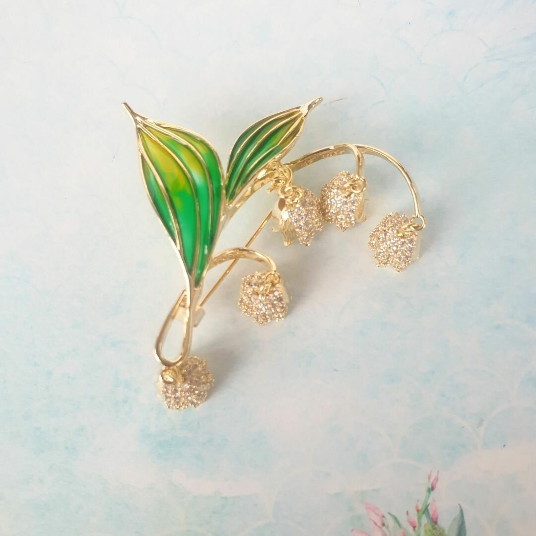 Брошь, фианит, стразы