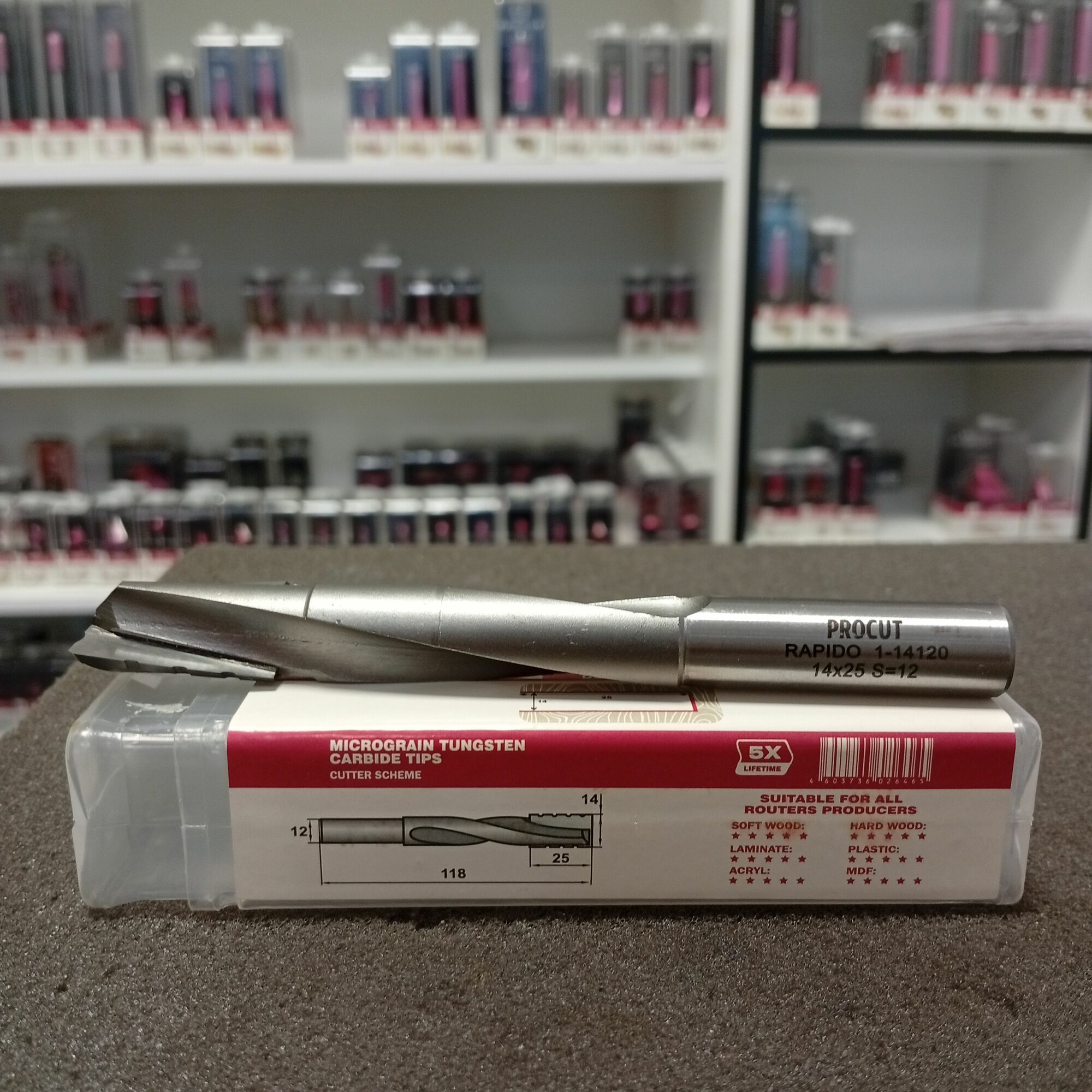 Фреза пазовая для врезания замков D 14x25x118 S 12 PROCUT RAPIDO