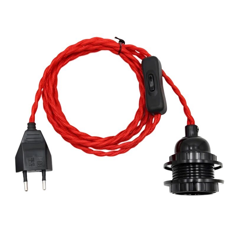 REACHYEA Тканевый провод с патроном E27, 220-240В, черный