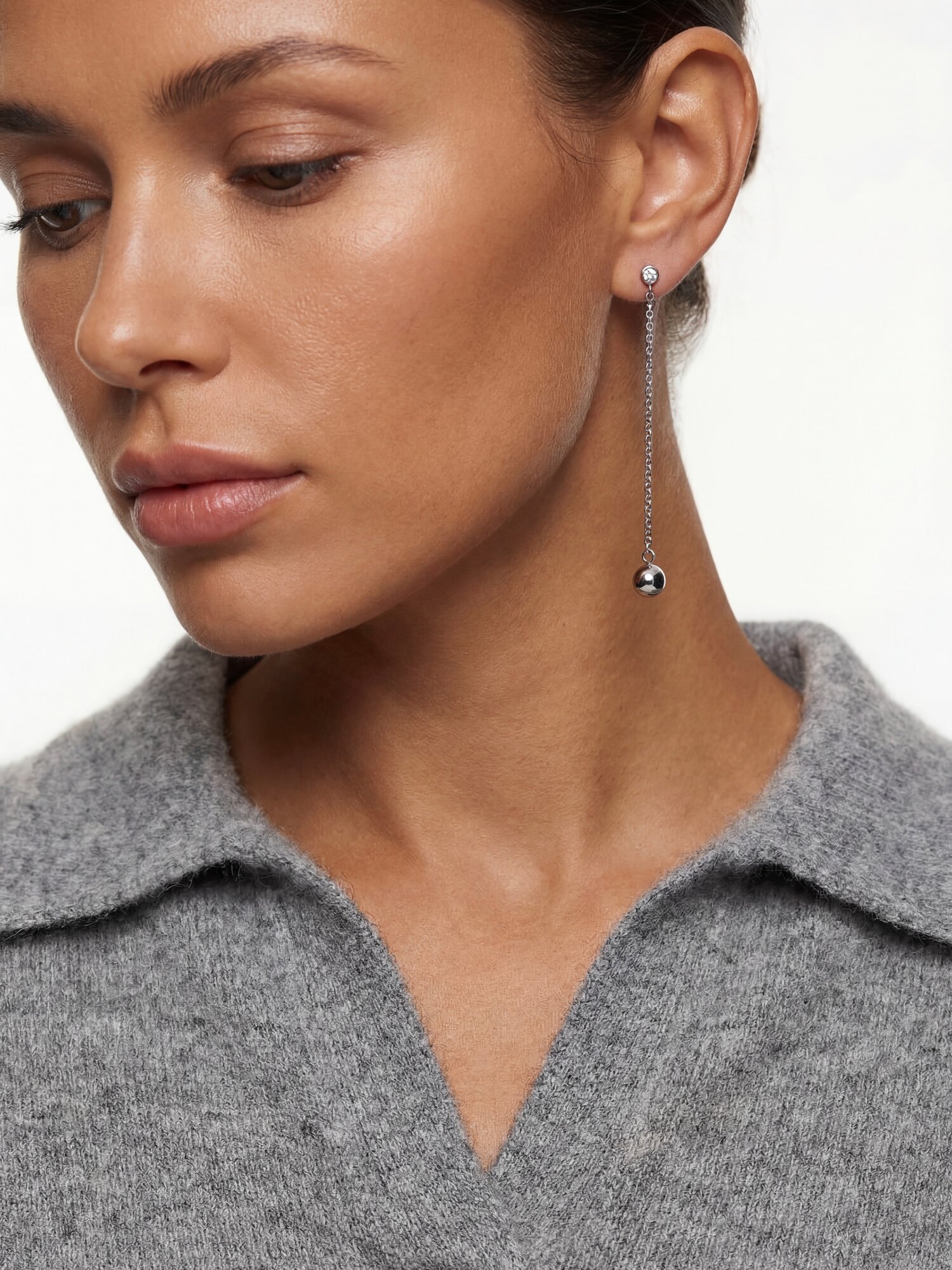 Серьги пусеты, фианит