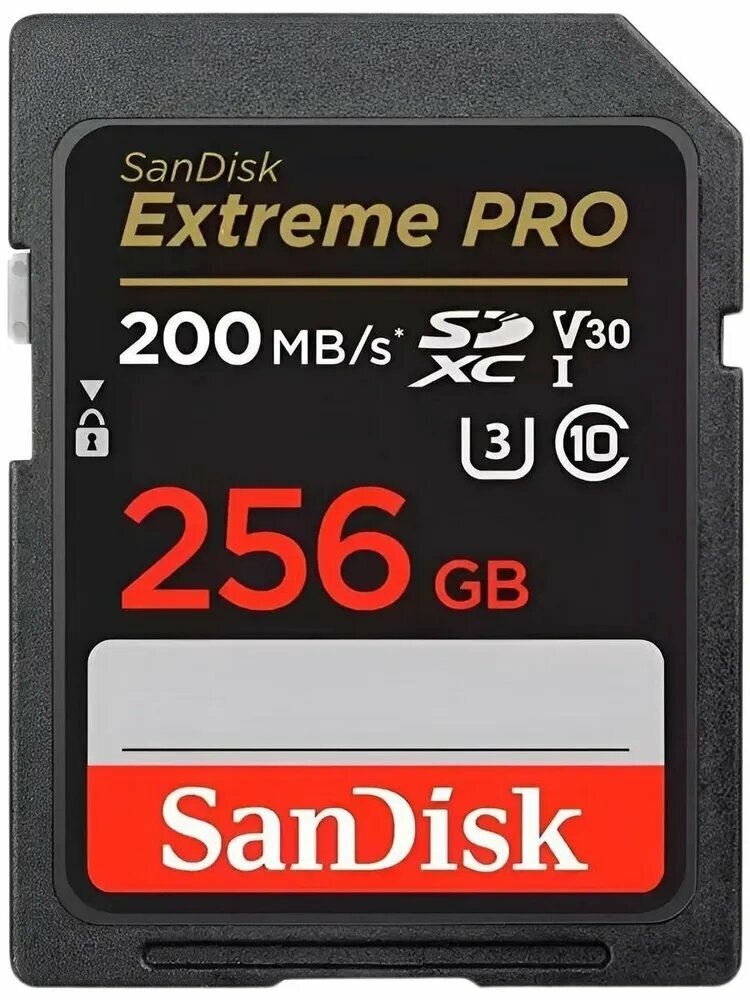 Карта памяти SanDisk Extreme PRO SDXC 256GB 200MB/s Class 10 UHS-I V30 U3 (SDSDXXD-256G-GHJIN)