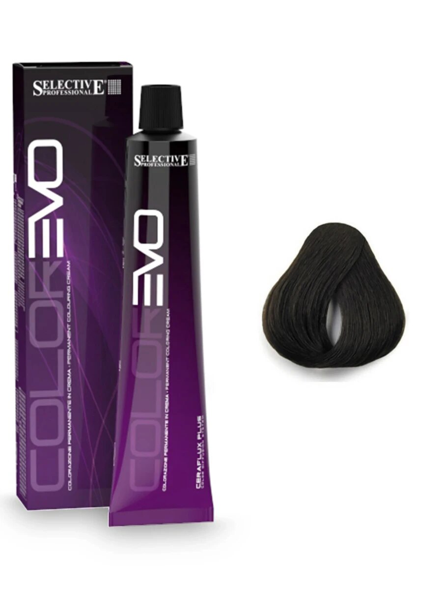 Краска для волос Selective Professional ColorEvo Permanent Coloring Cream, Перманентная окислительная крем-краска, 4.15