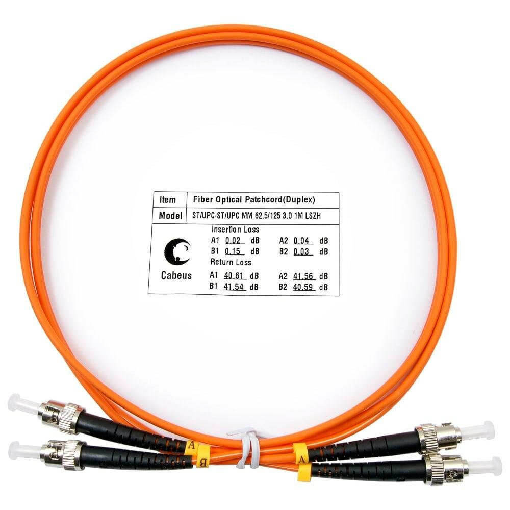 Оптический шнур Cabeus duplex st-st 62,5/125 mm 15м lszh FOP-62-ST-ST-15m