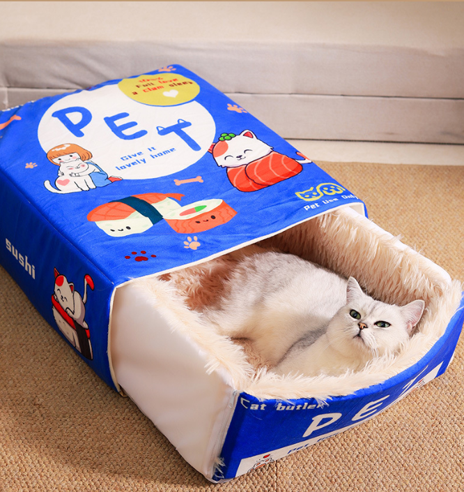 Домик-лежанка "Коробка Бургер" ProPets, для кошек, искусственный мех, красныйL