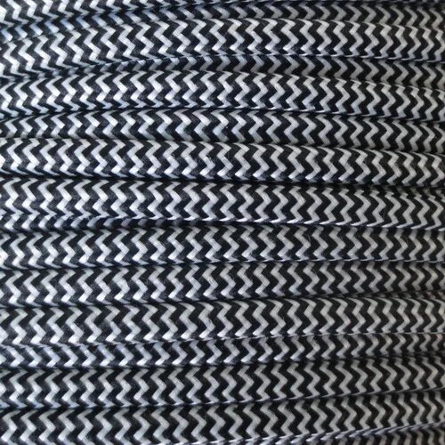 Текстильный провод 3x0.75мм2, 3 м, Black white zigzag