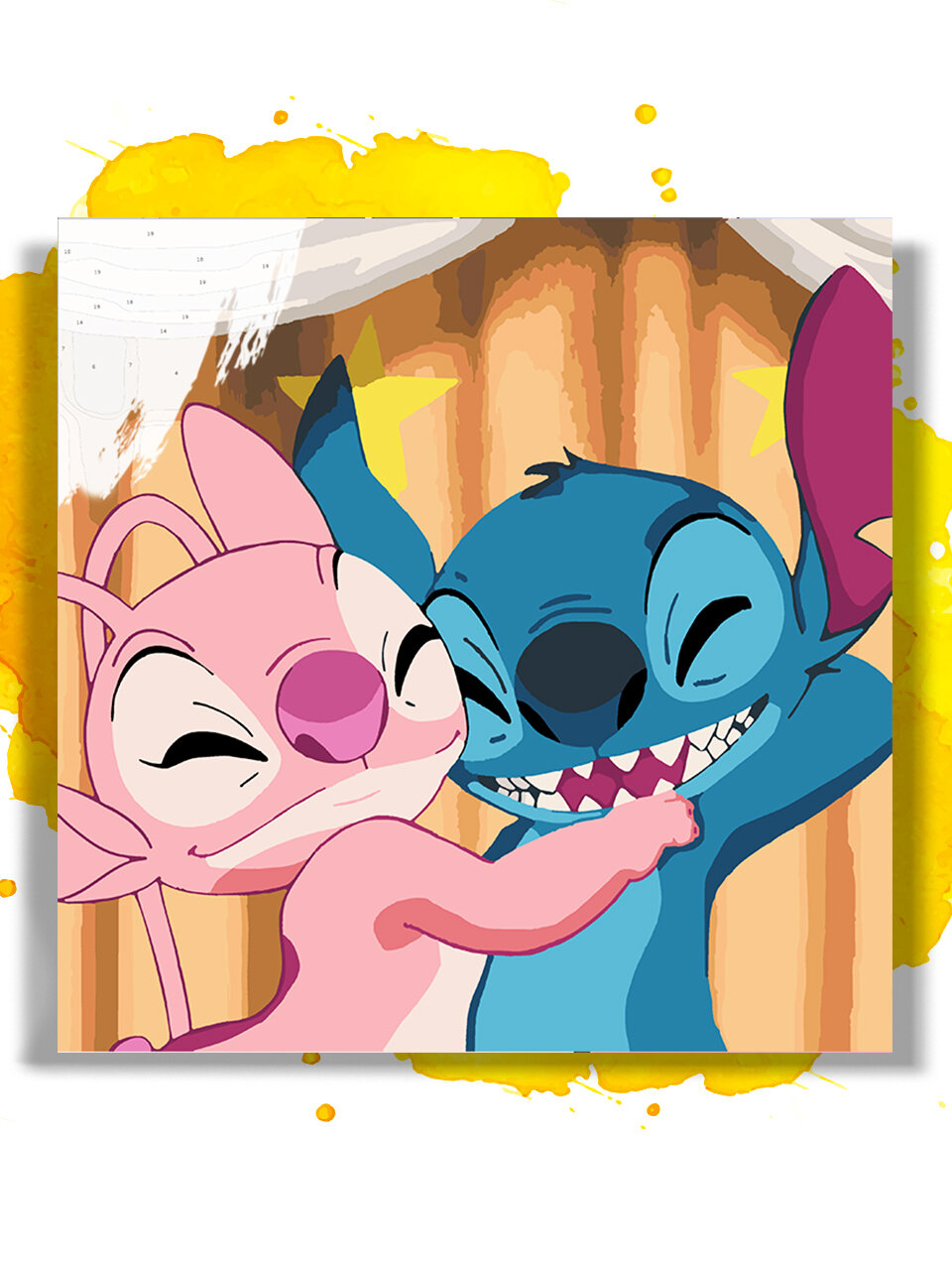 Картина по номерам на холсте Стич и Энджел обнимаются, 50 х 50 см