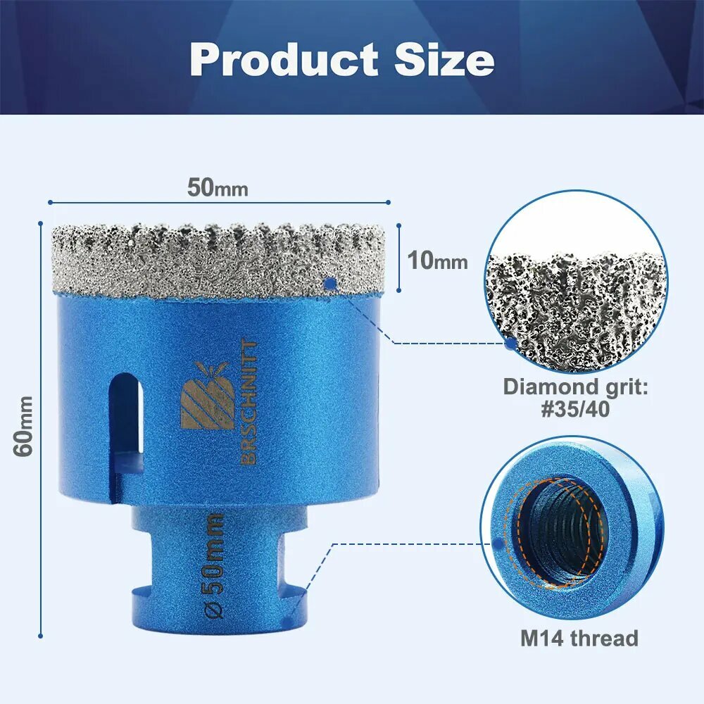 BRSCHNITT вакуумное сверло для плитки 20-125 мм 50mm M14