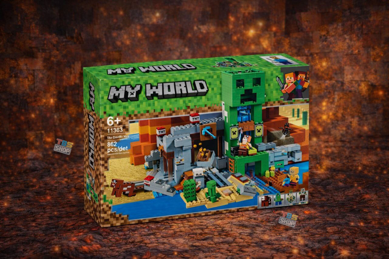 Конструктор My World, "Minecraft", шахта Крипера, 852 детали