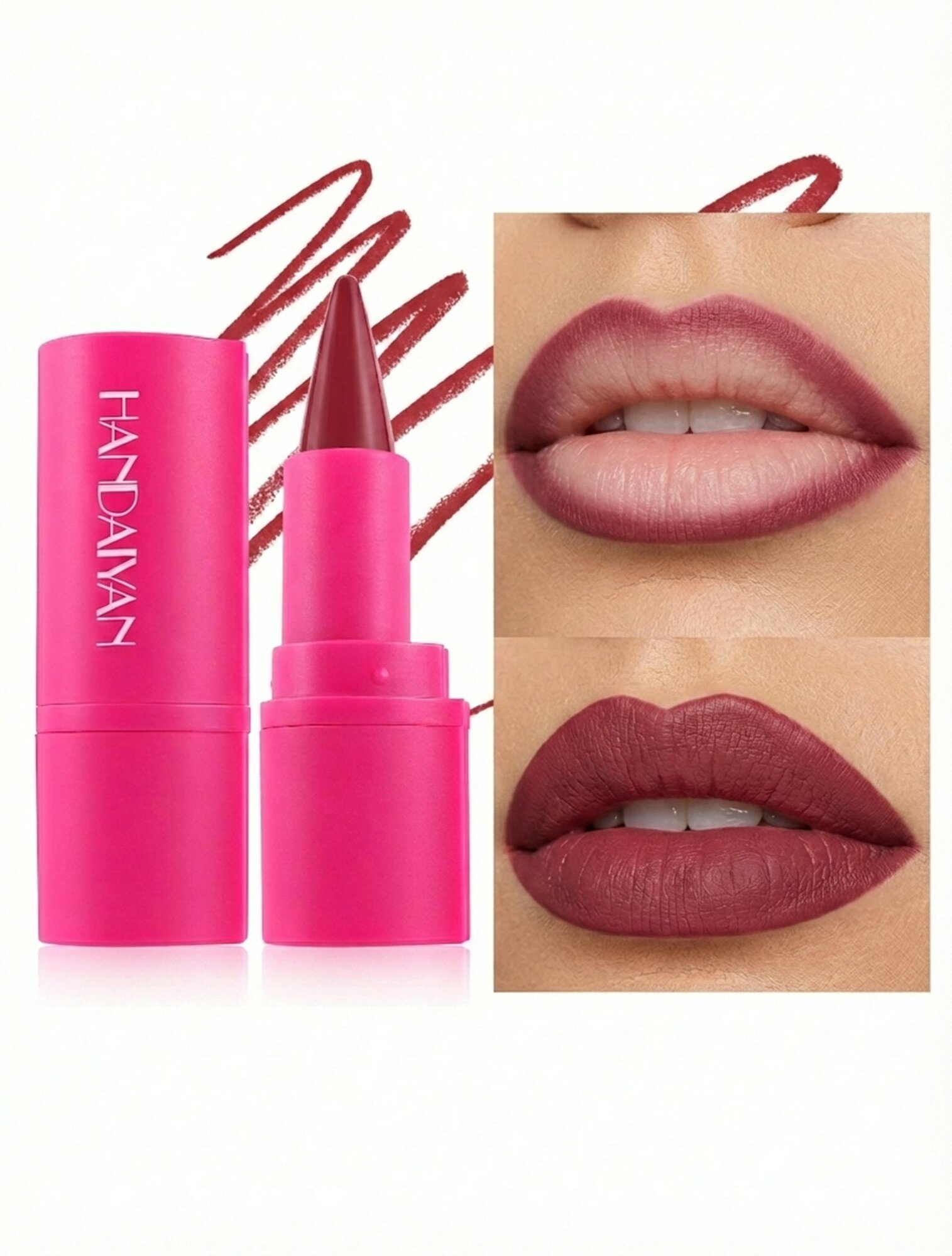 Помада-карандаш HANDAYAN, для губ, коричневая, 2 в 1, карандаш и помада