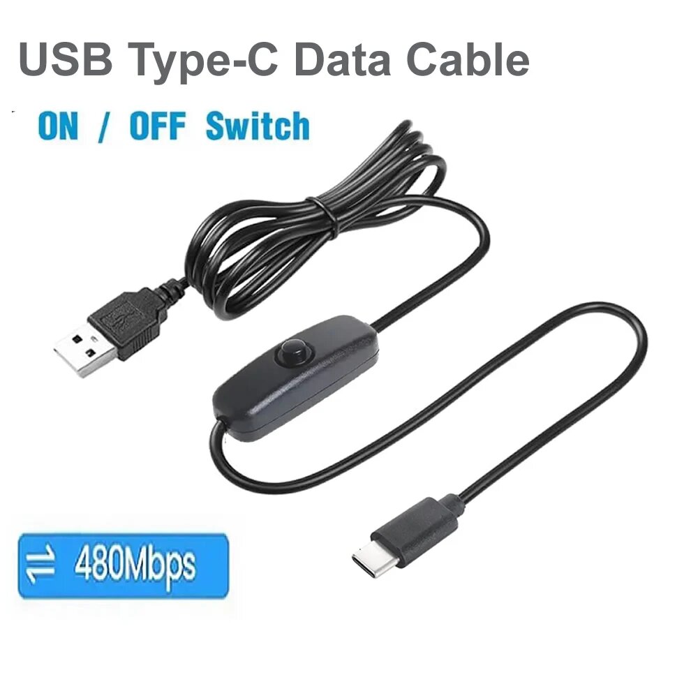 Кабель USB Type-C с кнопкой 2m для зарядки и данных