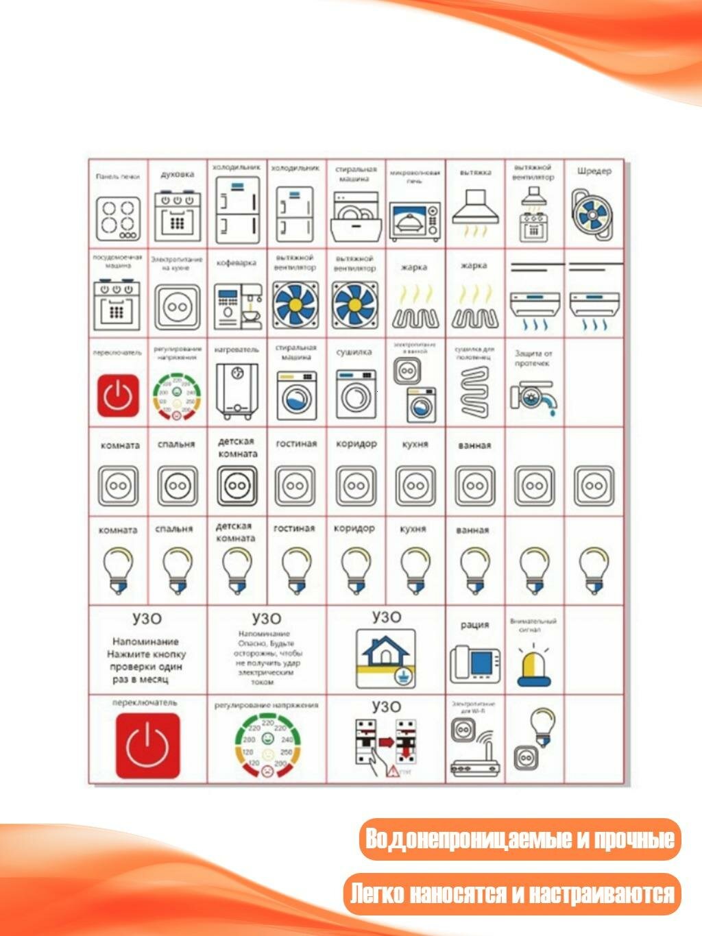 Самоклеящиеся бирки для электрощитов, A