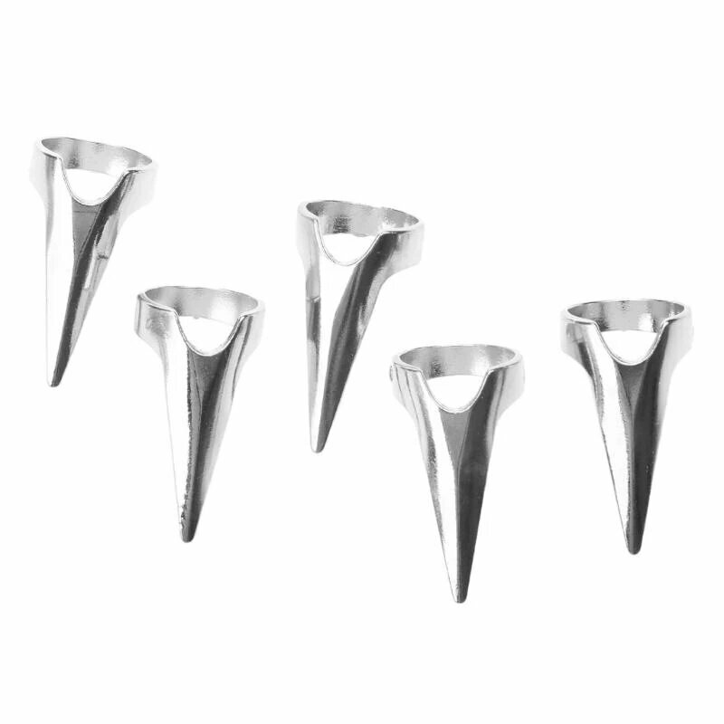 Кольца для нейл-арта орла коготь черные 10 шт Серебряный, 5pcs