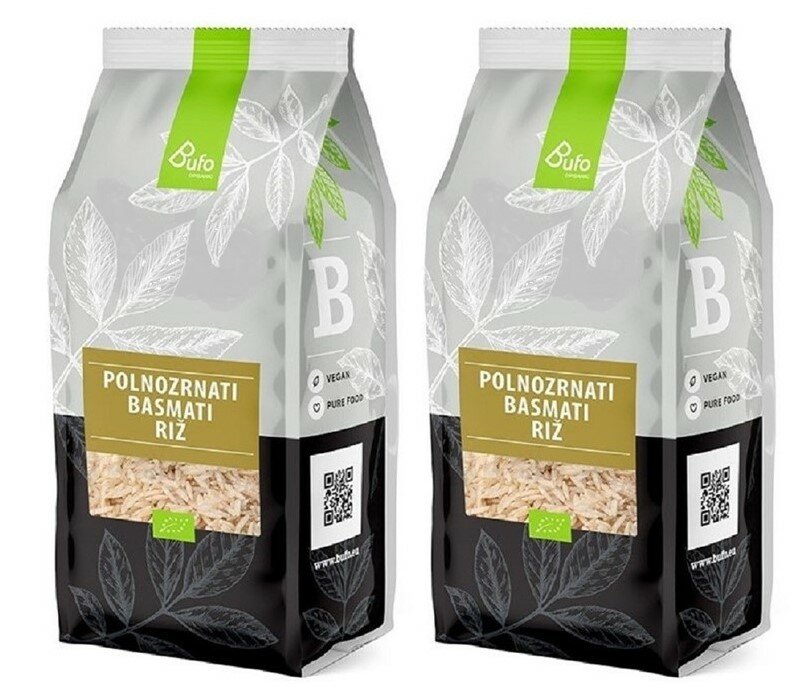 Рис Басмати цельнозерновой бурый Bufo Словения 2х500г