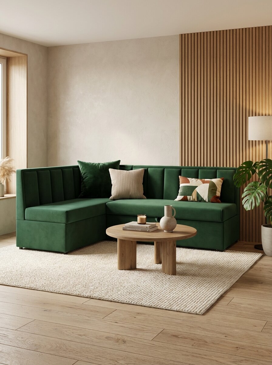 Кухонный уголок Santorini угол левый, зеленый