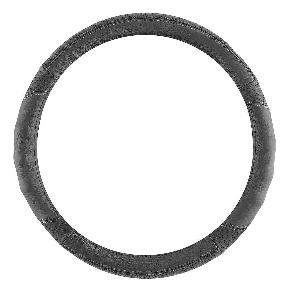 Оплетка на рулевое колесо AUTOPROFI натуральная кожа Nappa черный размер М 37-39 см PL-2501 BK/D. GY (M)