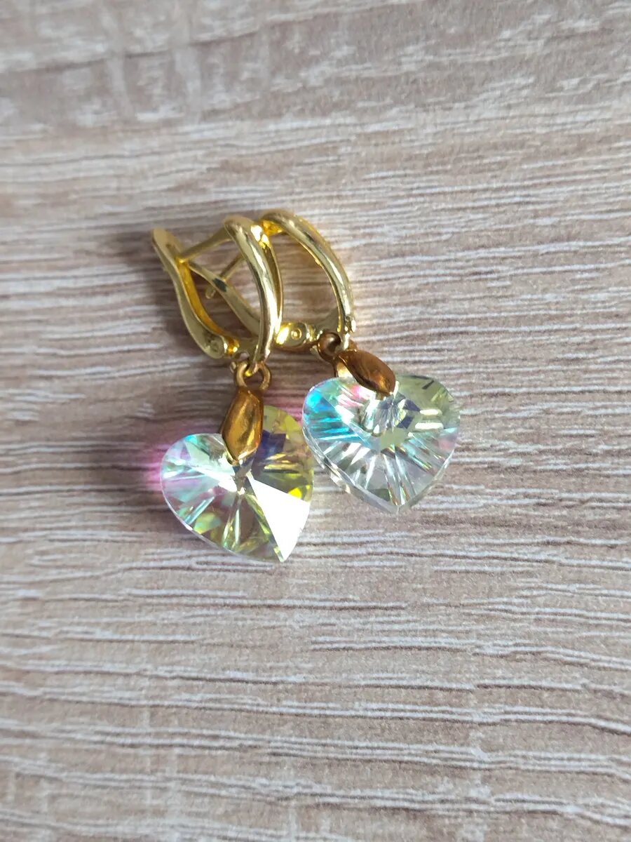 Серьги, металл, кристаллы Swarovski