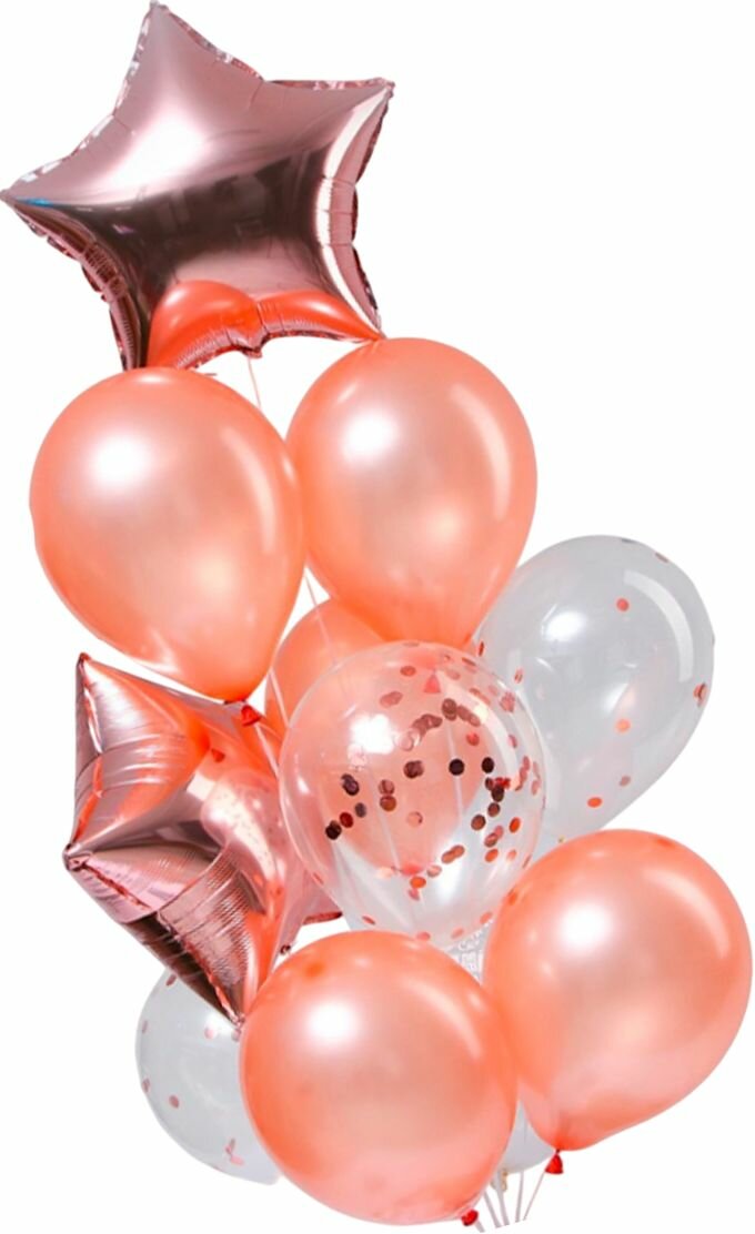 Воздушные латексные шары-букет "Праздничный" с конфетти, надувные фольгированные шарики звезда, набор шаров из фольги и латекса 12 штук для праздника