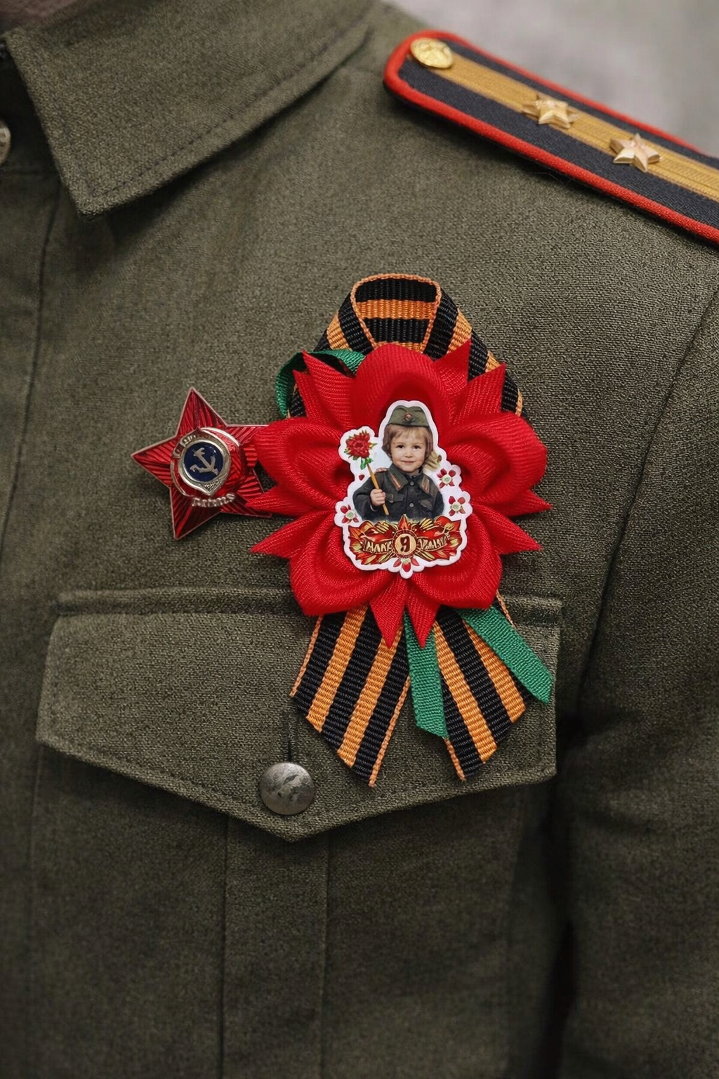 Георгиевская брошь Арт и Дизайн, ручная работа, красная, 1 шт