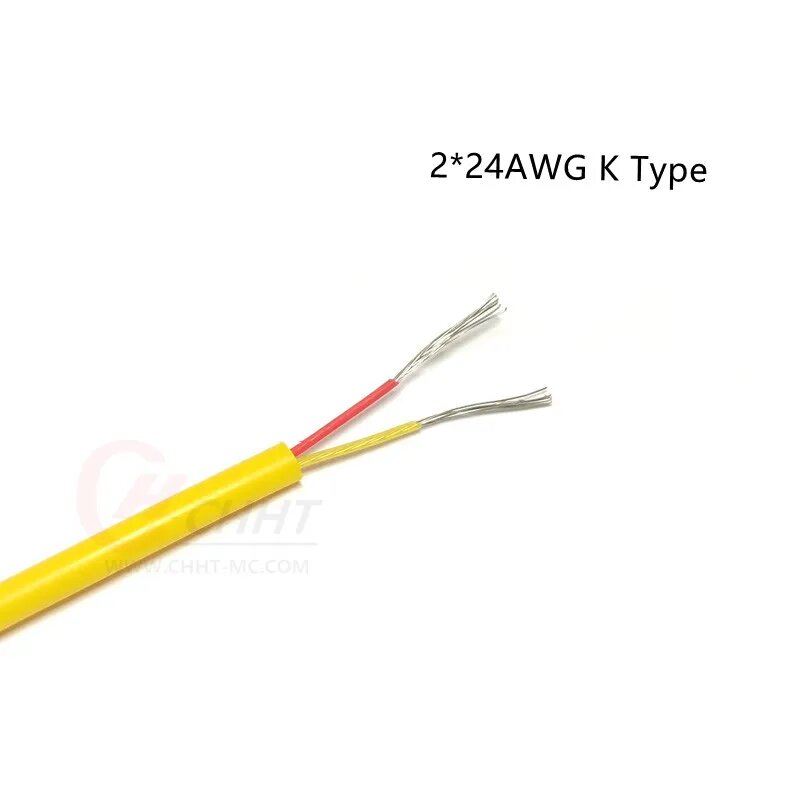 Кабель термопары K/J/S/N/E/PT100 силиконовый K type 2x24AWG