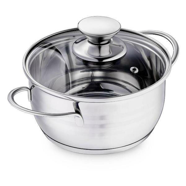 Кастрюля 14см/1л с крышкой REGENT inox Bimbo vitro