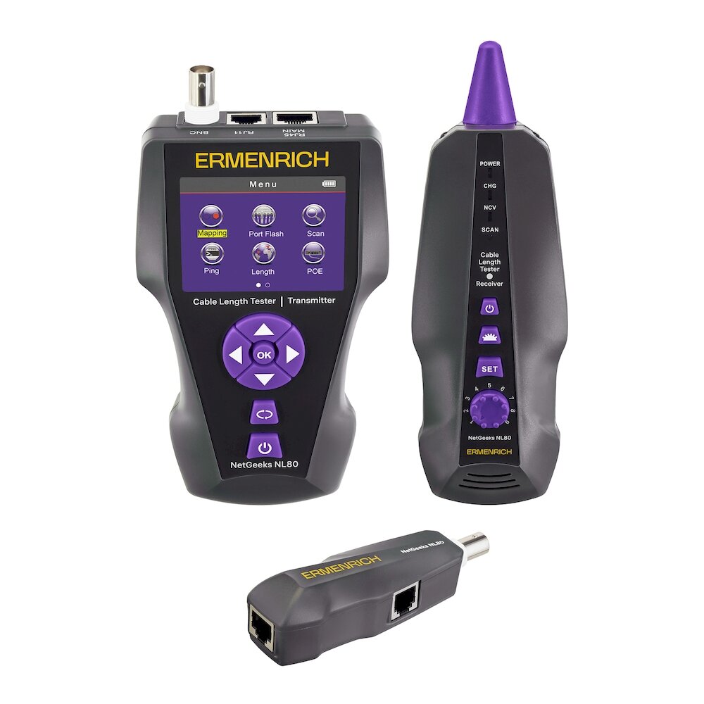 Измеритель длины кабеля Ermenrich NetGeeks NL80, фиолетовый
