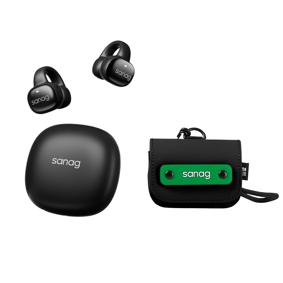 Наушники унисекс Sanag 5838580 беспроводные Bluetooth 5.3 TWS, с микрофоном, до 48 часов работы, черный
