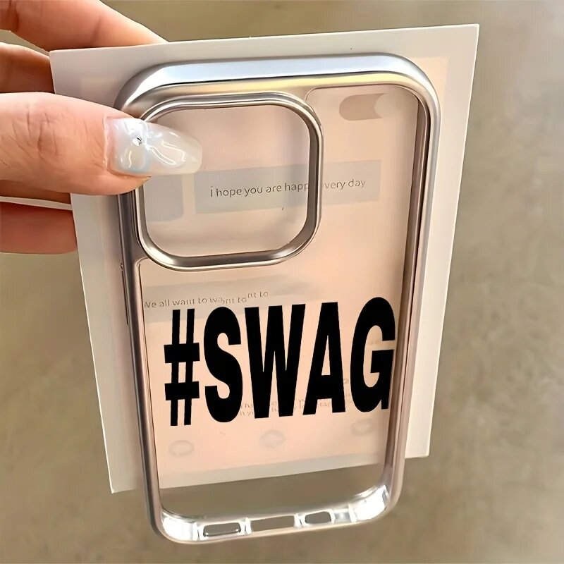 Чехол для iPhone 14 #SWAG, прозрачный